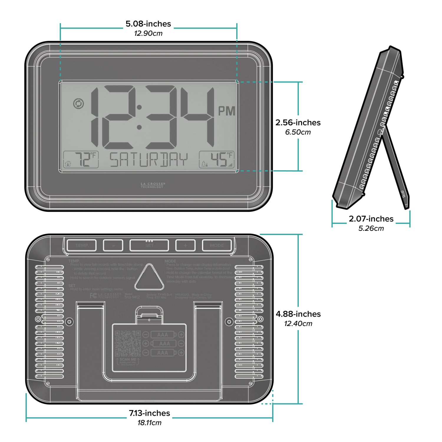 513-1412 Digital Clock with Indoor/Outdoor Temperature – La Crosse ...