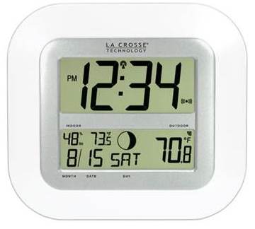 KWS-8140-WH Atomic Digital Wall Clock with Temp & Moon Phase – La ...