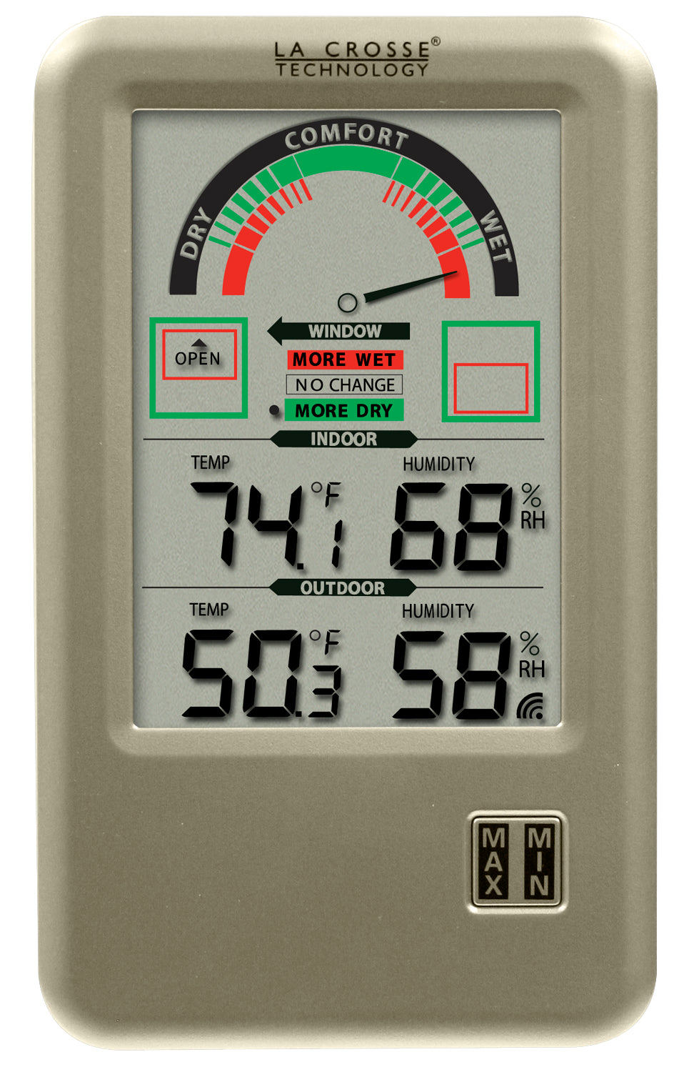 Comfort Meter with Indoor/Outdoor Temperature and Humidity